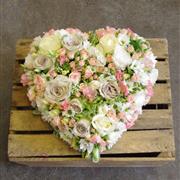 A Delicate Pink Heart - Funeral Flowers White Roding