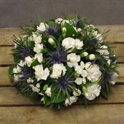 Classic White and Blue Posy - Funeral Flowers White Roding