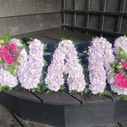 Hydrangea Based Letter Tribute - Funeral Flowers White Roding