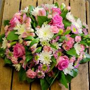 Pink & Cream Posy - Funeral Flowers White Roding