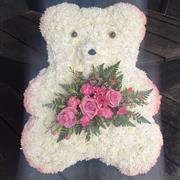 Teddy Tribute - Funeral Flowers White Roding